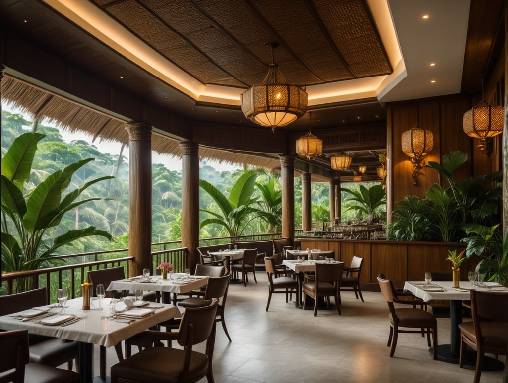 Premium Free ai Images | luxury hotel tropical style restaurant with ...