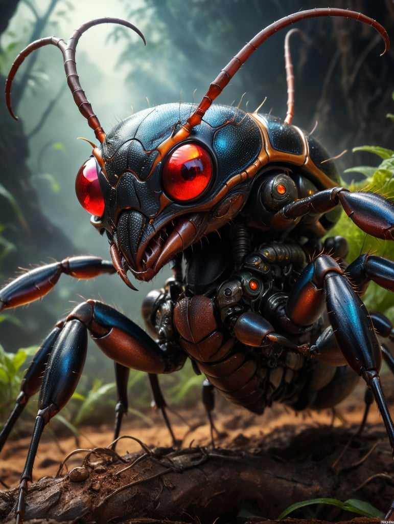 Premium Free ai Images | giant warrior ants with laser eyes