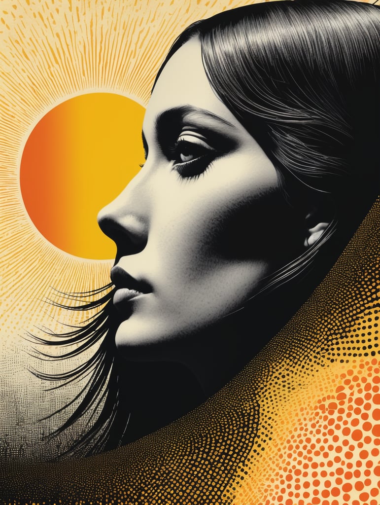 Premium Free ai Images | sun profile halftone pattern editorial ...