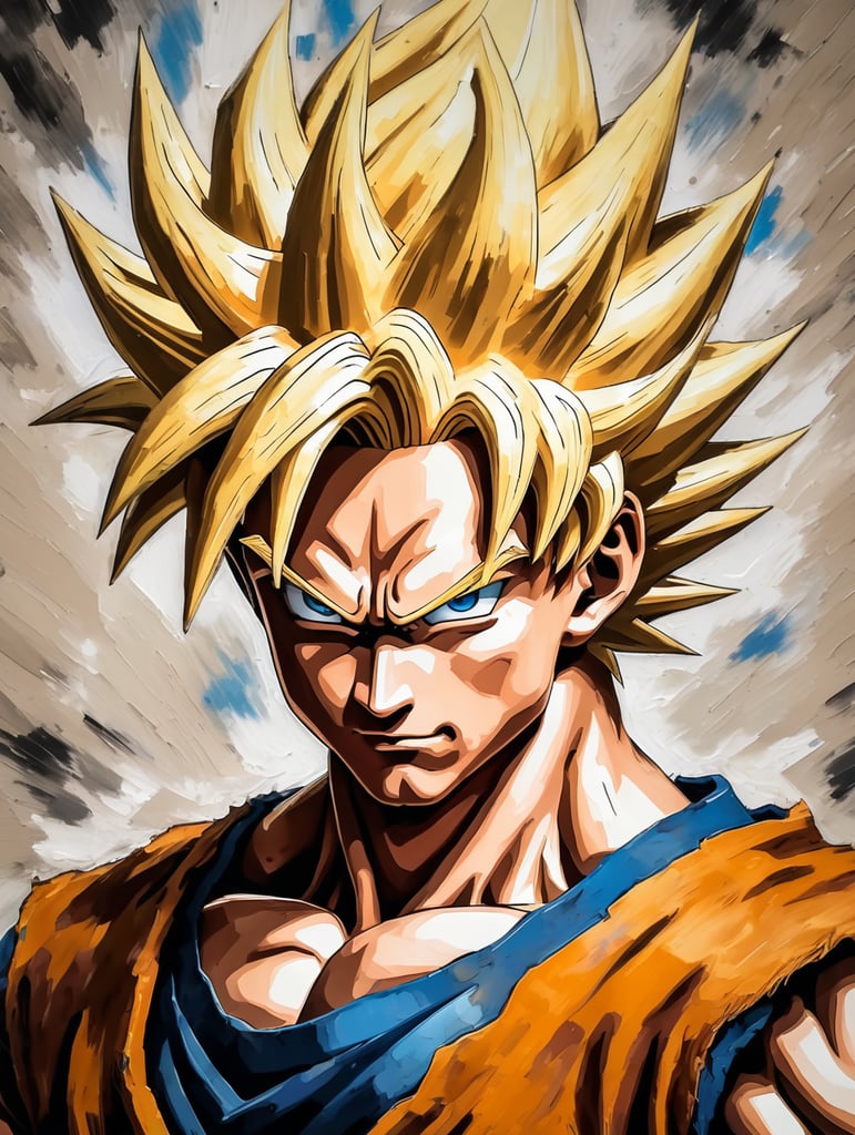 Premium Free ai Images | super saiyan goku painted by van gogh