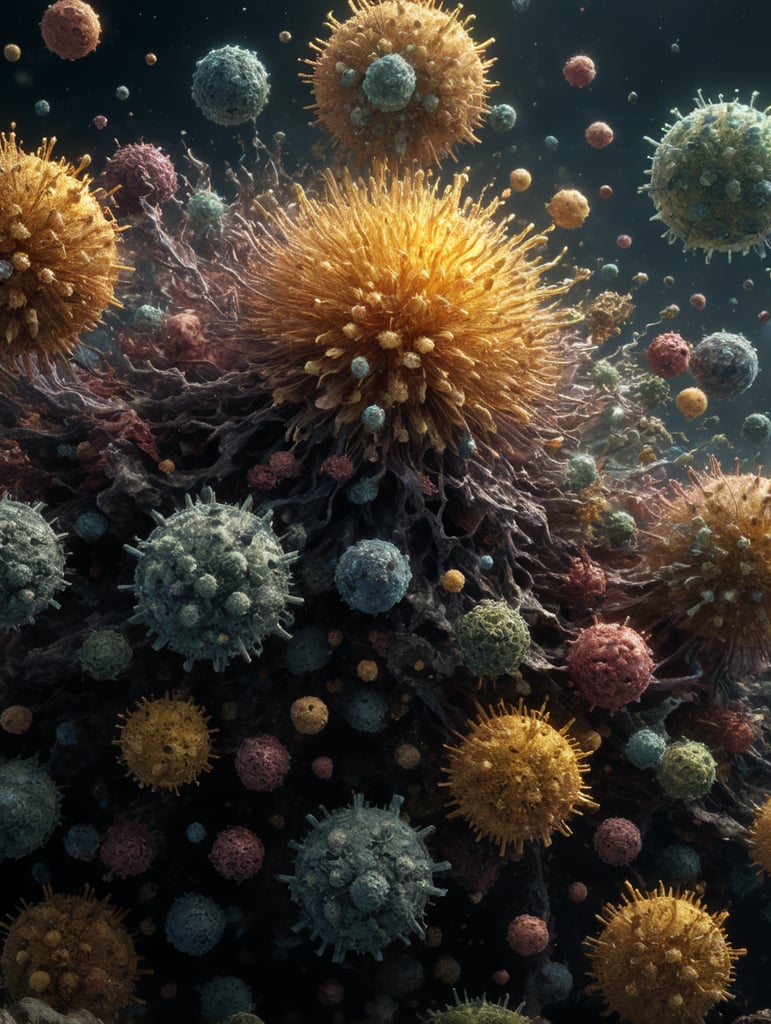 Premium Free ai Images | view of several airy microscopic particles ...