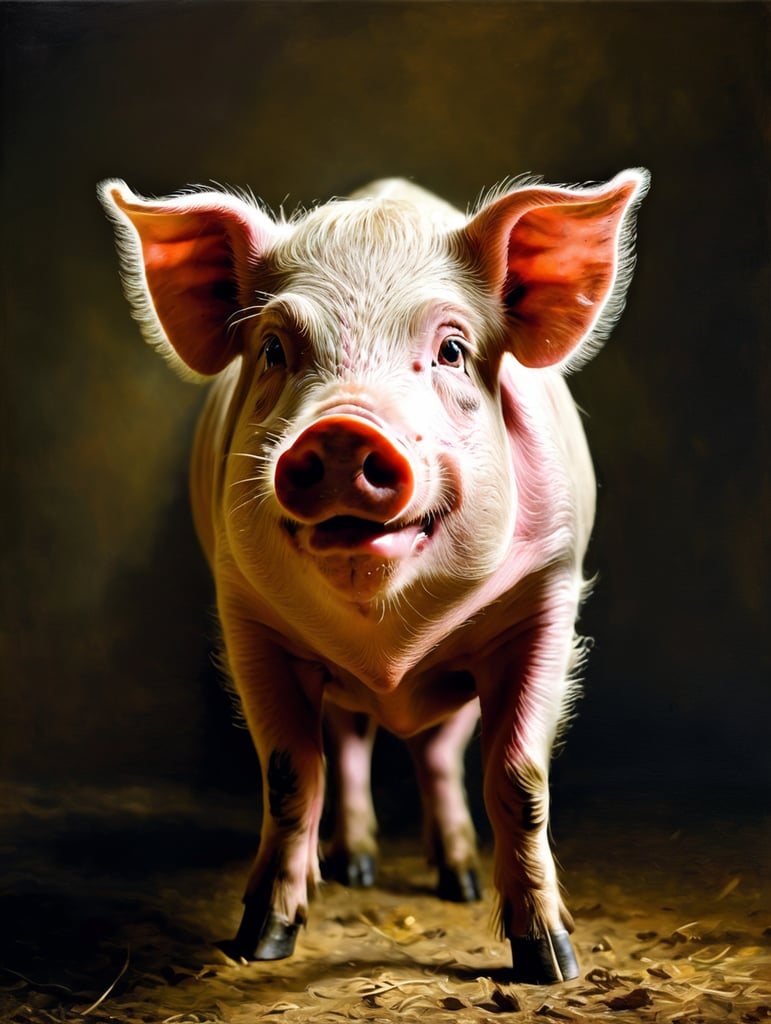 Premium Free ai Images | masterpiece pig painting by rembrandt van rijn