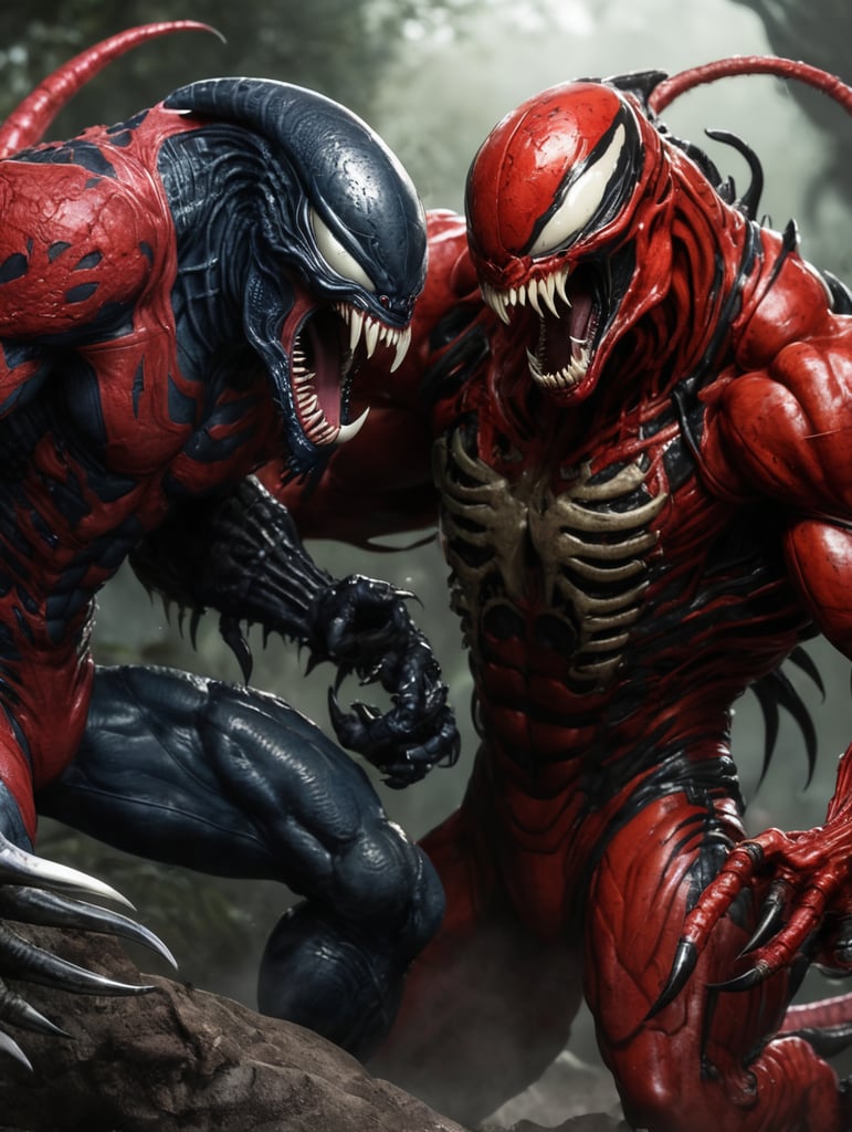 Premium Free ai Images | alien venom vs carnage predator