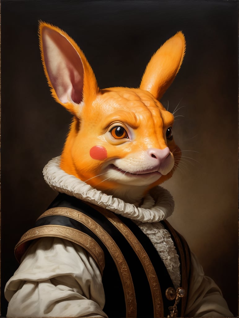 Premium Free ai Images | portrait of charmander style of rembrandt