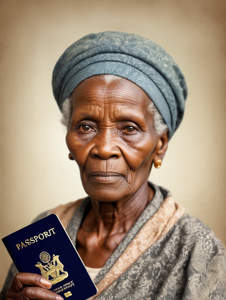 Premium Free ai Images | an african old women just passport image of ...