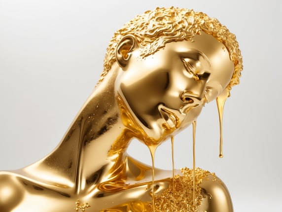 Premium Free ai Images | person made of gold melted everything gold ...