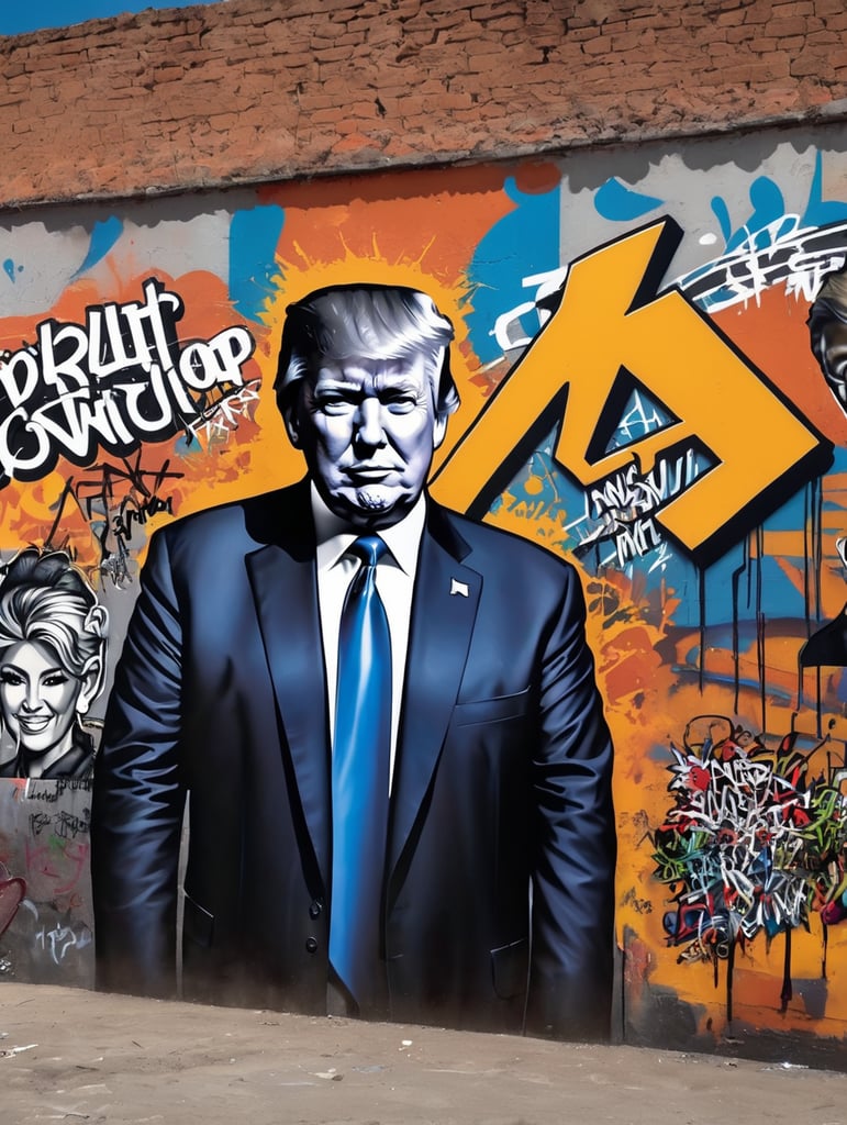 Premium Free ai Images | graffiti wall with donald trump