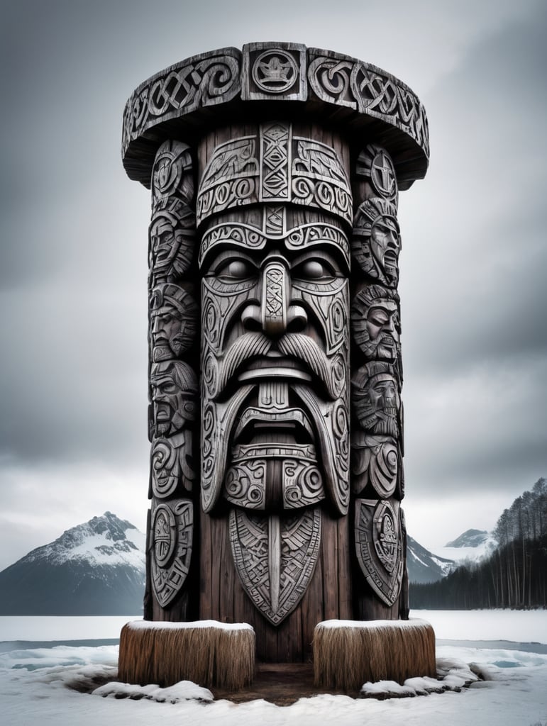 Premium Free ai Images | viking totem pole