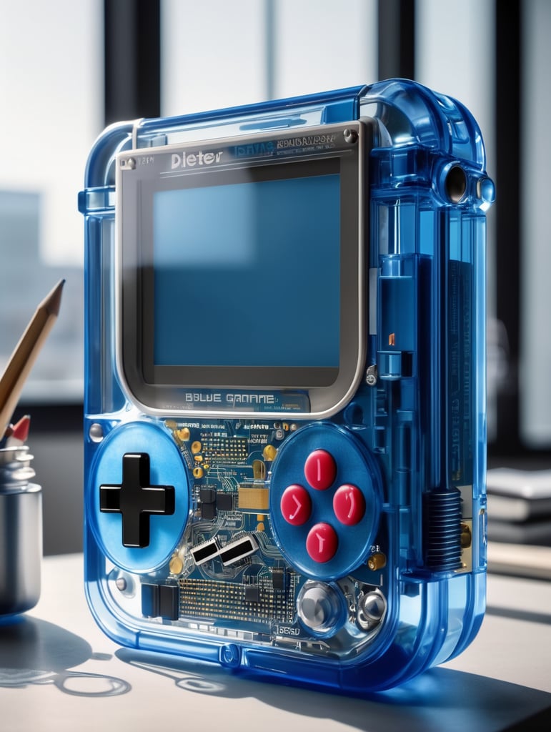 Premium Free ai Images | see through blue translucent game boy designed ...