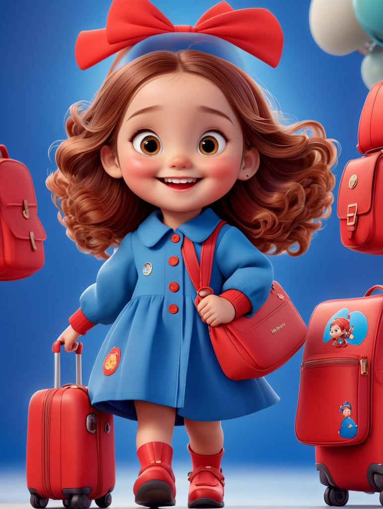 Premium Free ai Images | photo happy little girl going to travel cute ...
