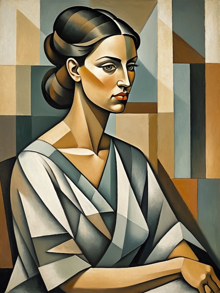 Premium Free ai Images | painting of woman by picasso cubism