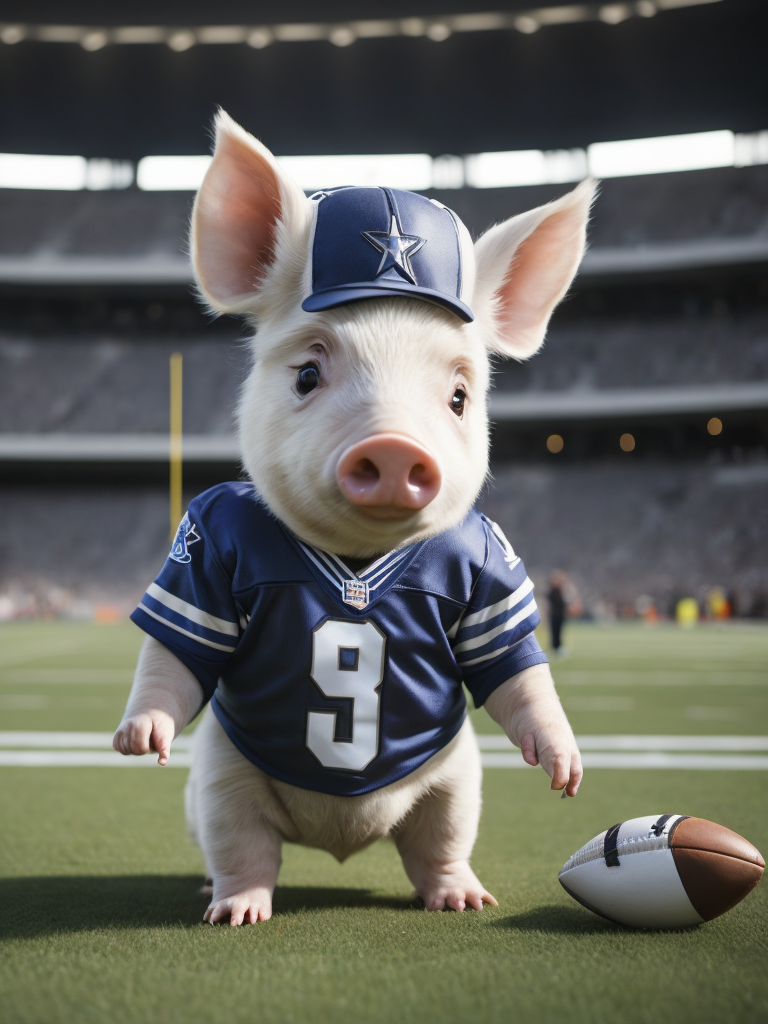 Lumenor AI Image Generation - baby pig wearing the dallas cowboys ...