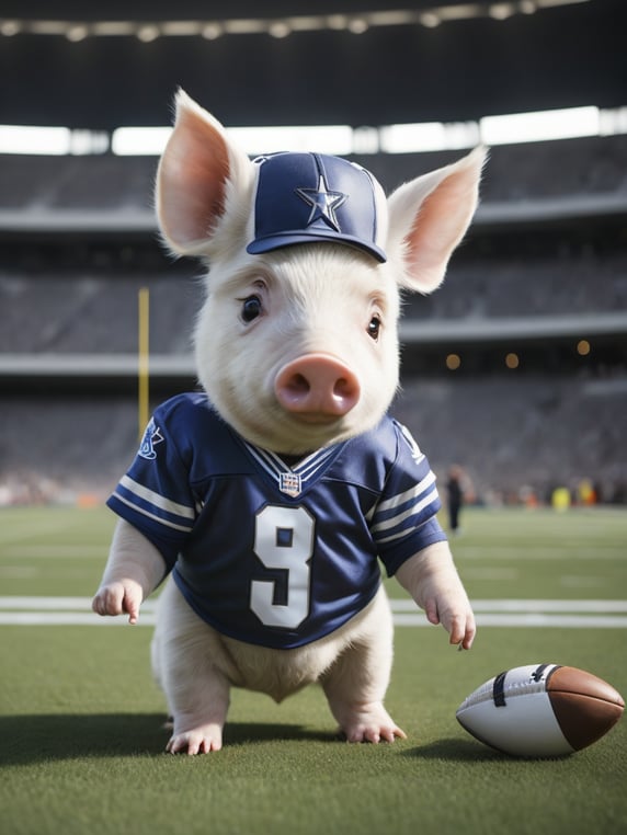 Premium Free ai Images | baby pig wearing the dallas cowboys uniform ...