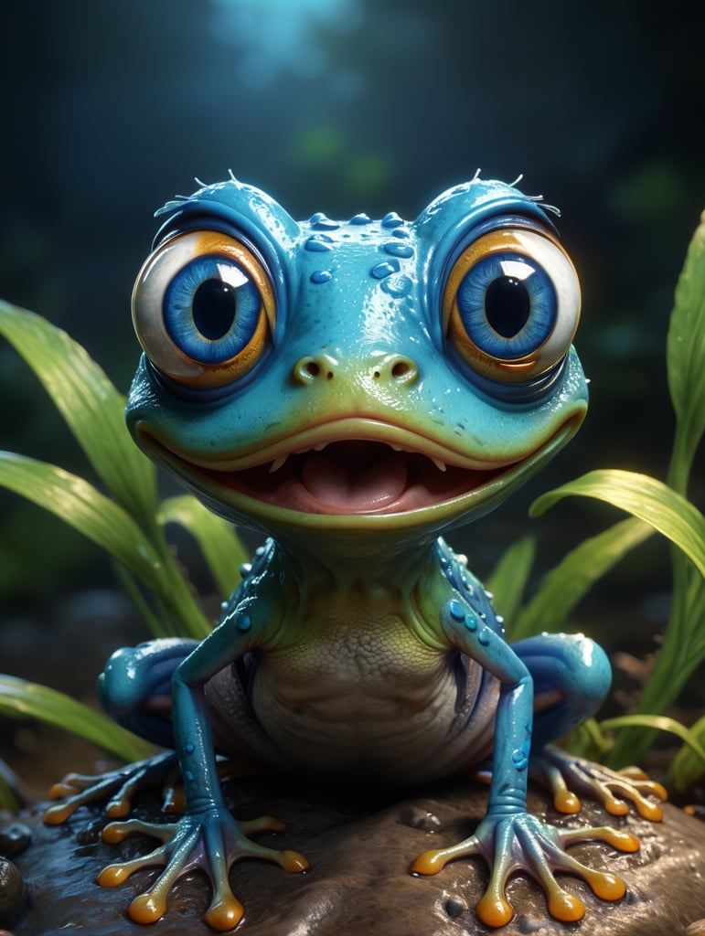 Premium Free ai Images | stylized cartoon skinny frog two eyes with ...