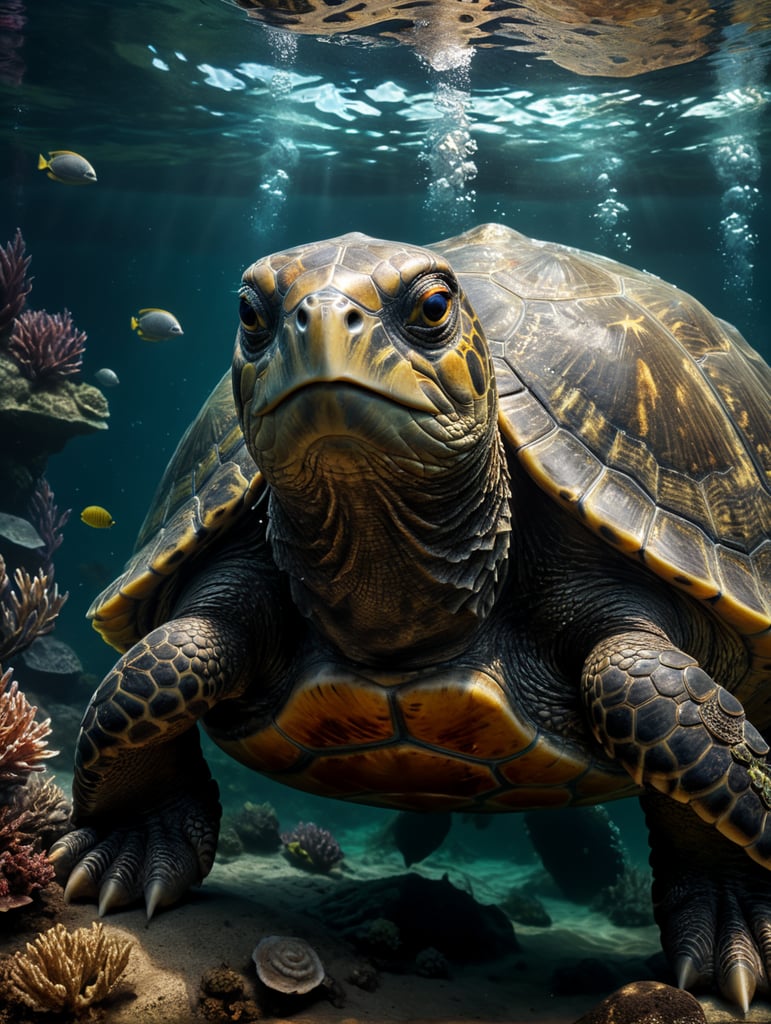 Premium Free ai Images | turtle swiming