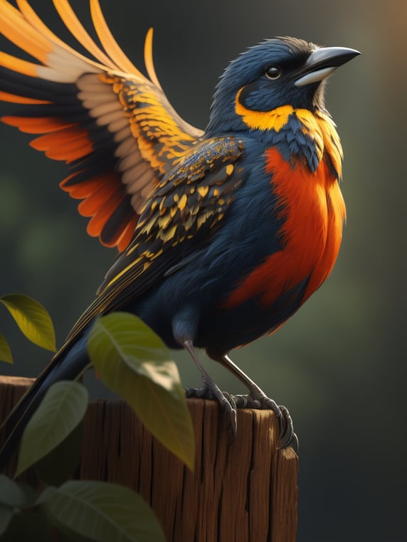 Premium Free ai Images | mixed media painting of bird volumetric ...
