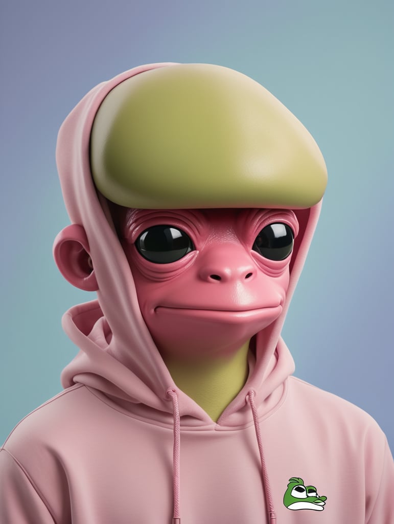 Premium Free ai Images | pepe frog in pink lukso hoodie