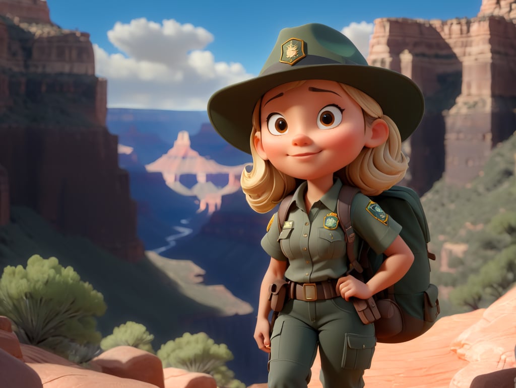 Premium Free ai Images | female park ranger hiking in grand canyon