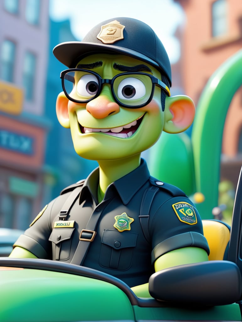 Premium Free ai Images | alligator police officer sitting behind the ...