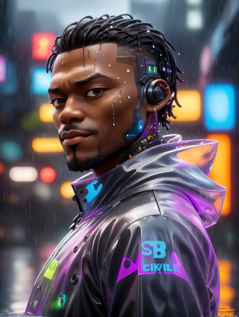 Lumenor AI Image Generation - cyborg black man wearing transparent ...