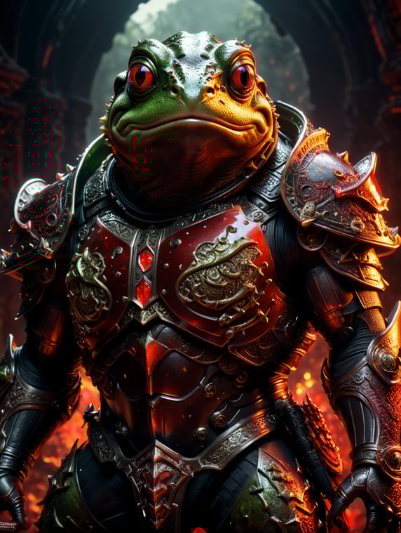 Premium Free ai Images | frog in doomguy armor in the diablo fantasy ...