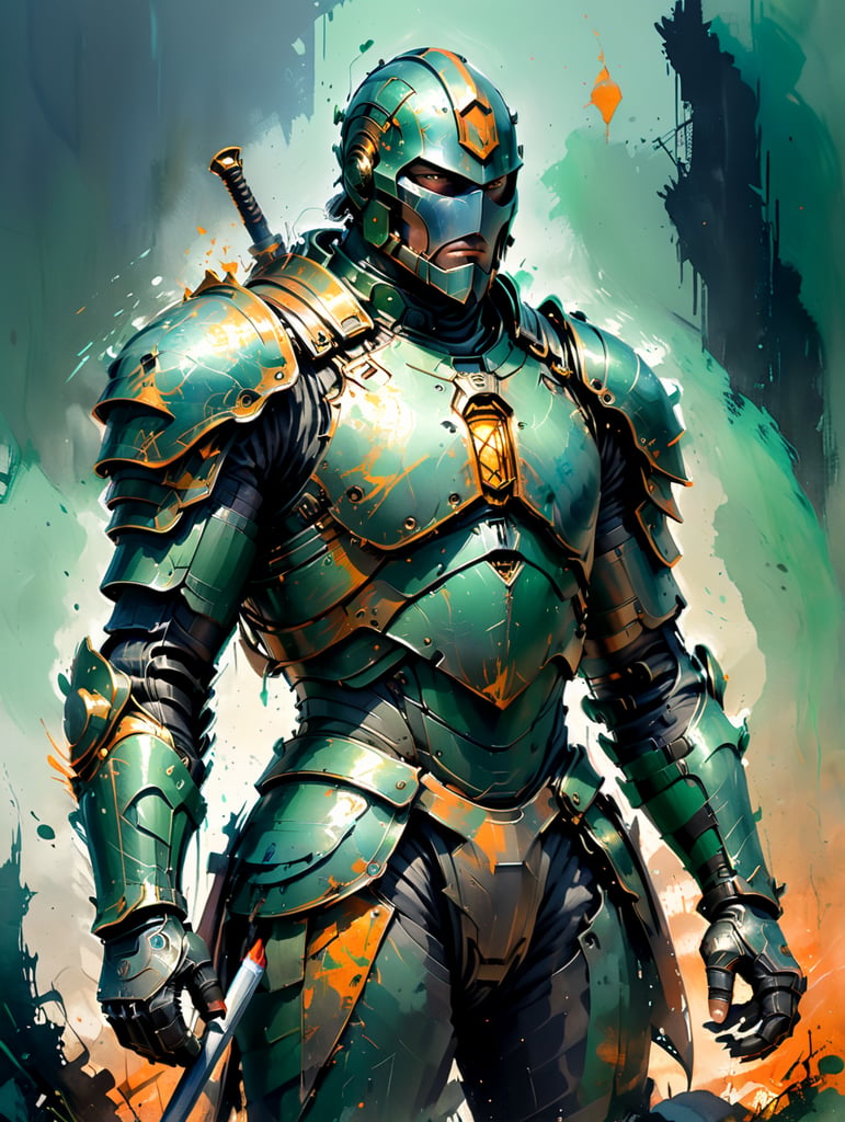 Premium Free ai Images | medieval knight iron green armor after the ...