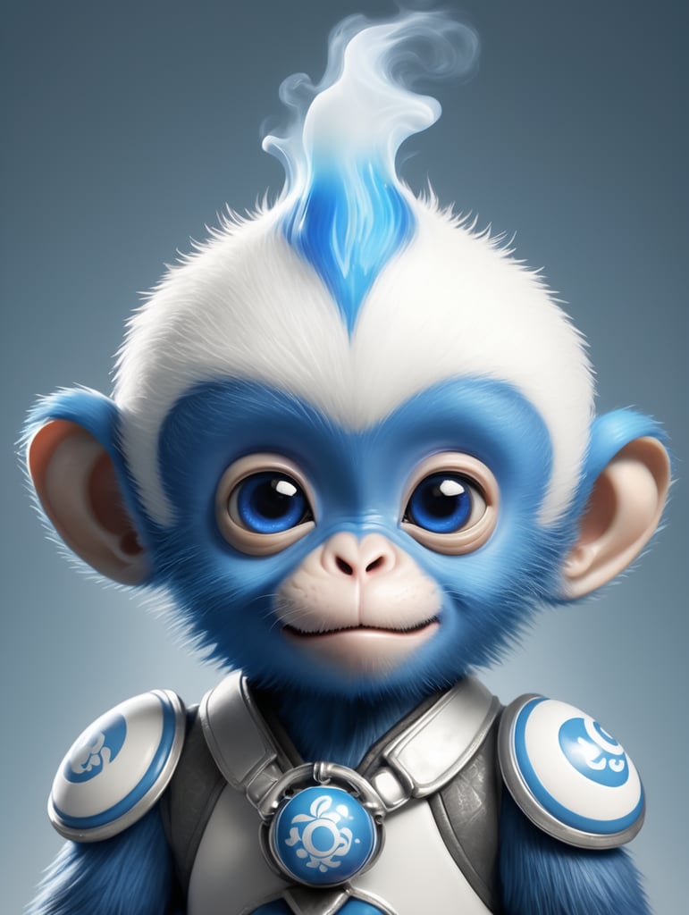 Premium Free ai Images | blue and white monkey cute adorable with blue ...