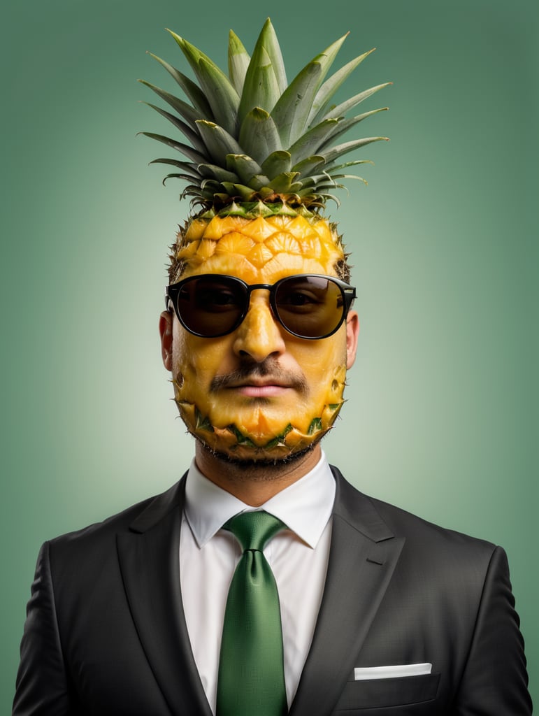 Premium Free ai Images | man in business suit with pineapple for head ...