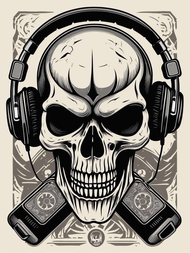 Premium Free ai Images | black and white game over skull gaming logo ...