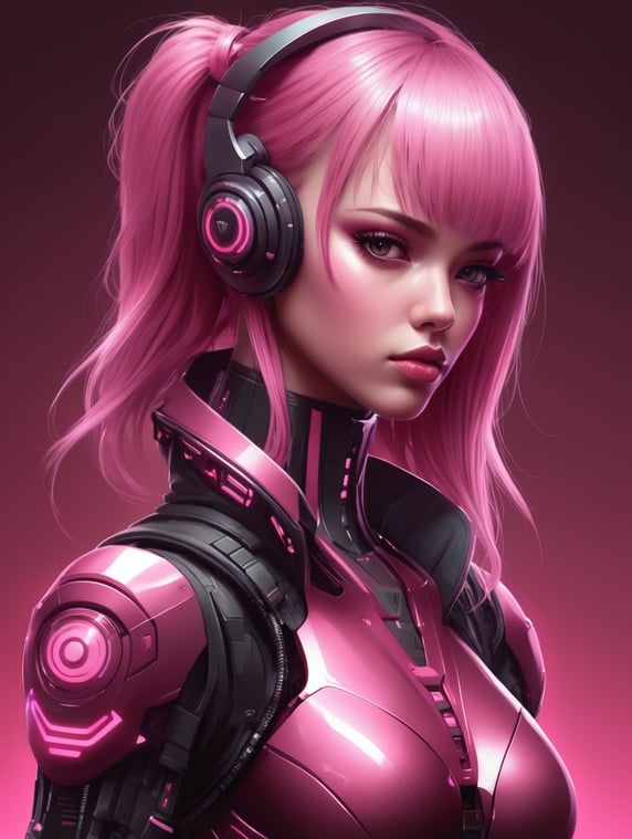 Premium Free ai Images | cyber girl pink digital art vector dark