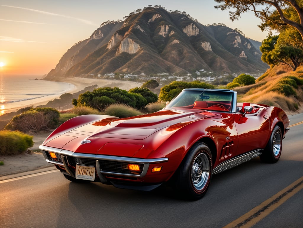 Premium Free ai Images | red corvette stingray convertible speeding ...