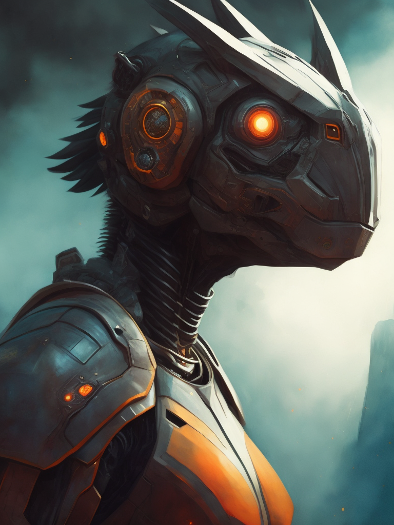 Lumenor AI Image Generation - portrait of cybernetic black turtle ...