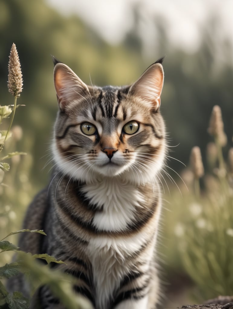 Premium Free ai Images | hyper realistic photo of cat in nature with ...