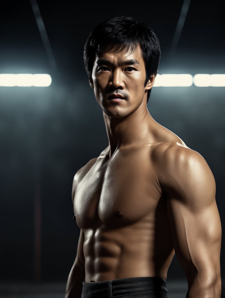 Premium Free ai Images | bruce lee standing looking at camera