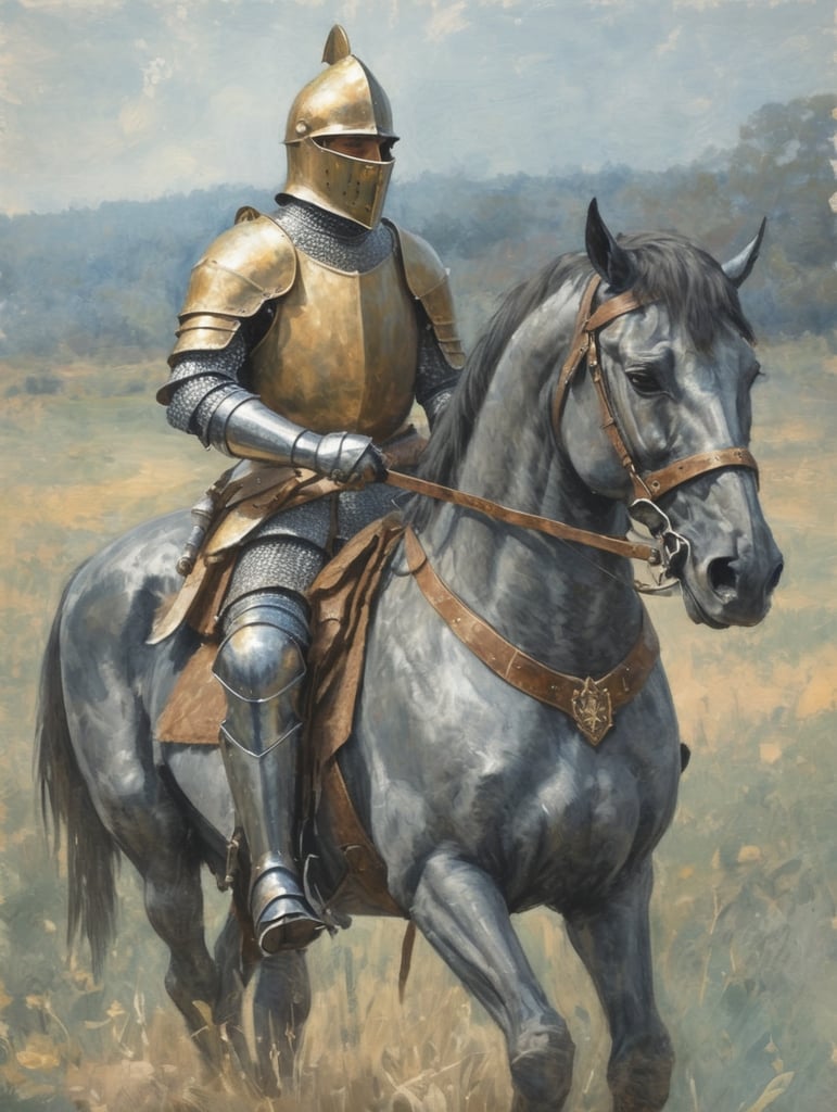 Premium Free ai Images | painting of medieval knight in hand drawn ...