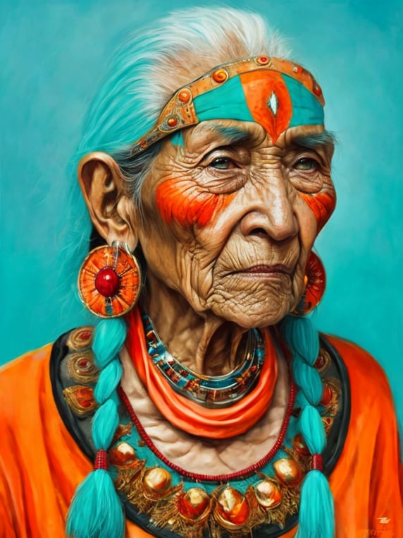 Premium Free ai Images | native american old woman in national dress