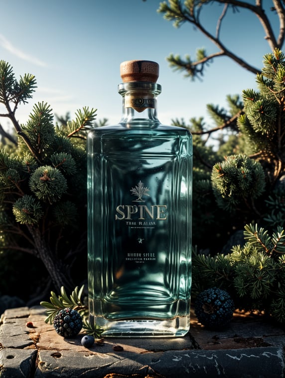 Premium Free ai Images | professional photography of square gin bottle ...