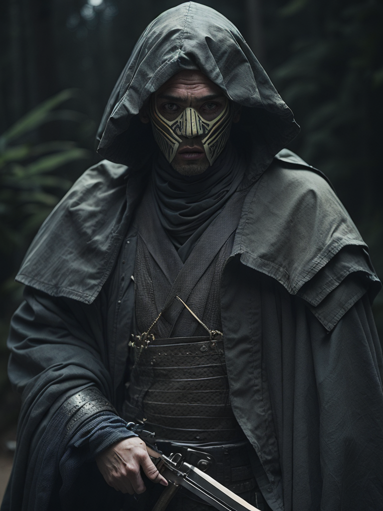 Lumenor AI Image Generation - samurai portrait mirror no face