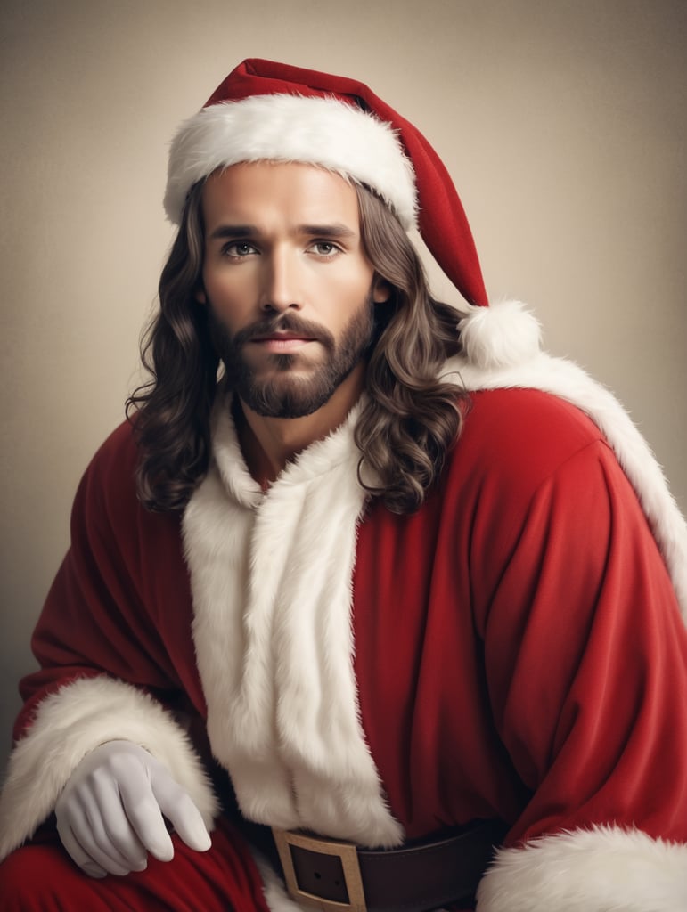 Premium Free ai Images | jesus dressed as santa