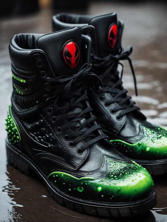 Premium Free ai Images | realistic photo of shoes make from dark slime ...