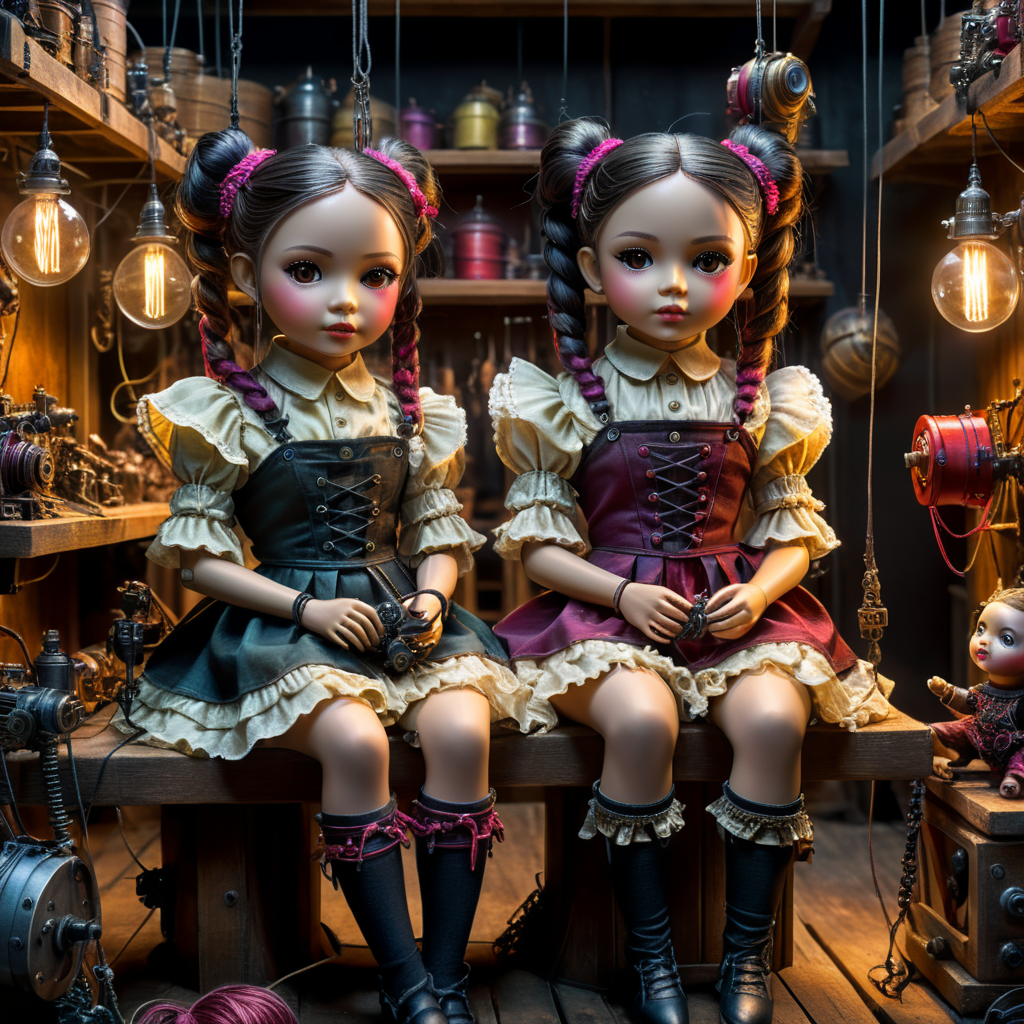 Premium Free ai Images | two puppet dolls with strings attached to arms ...