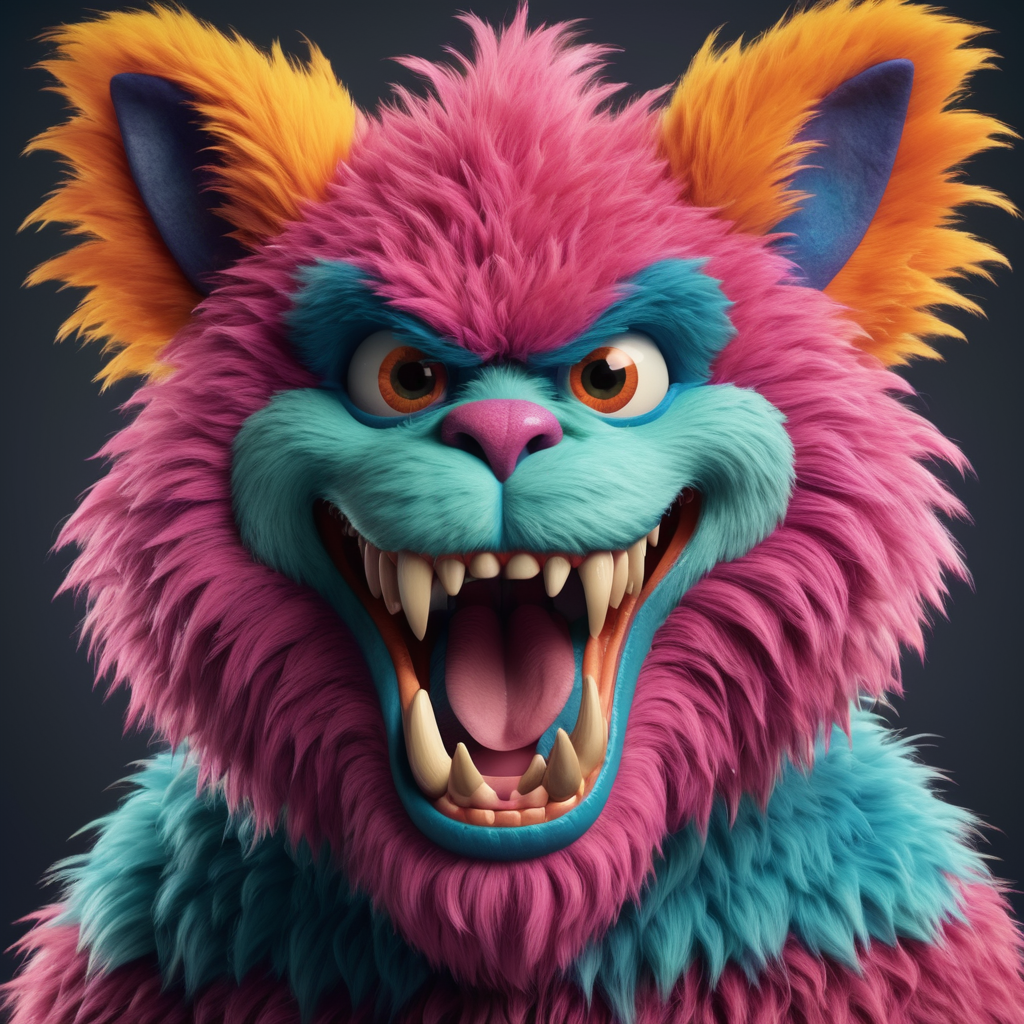 Premium Free ai Images | furry monster vivid saturated colors studio ...