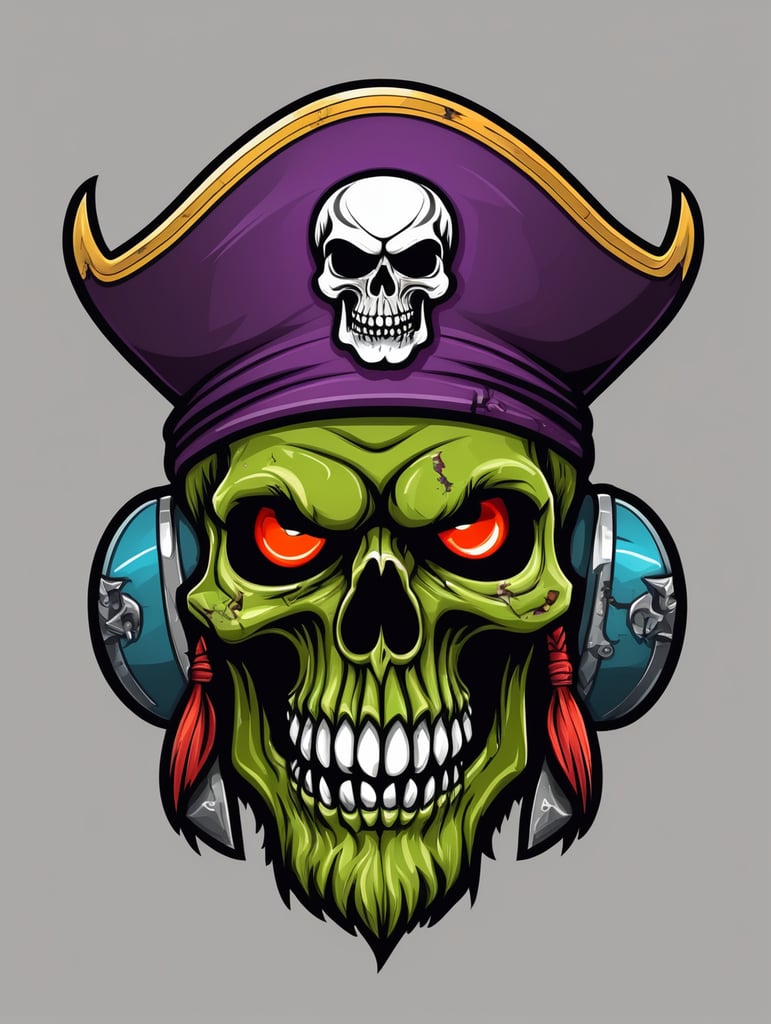 Premium Free ai Images | aggressive zombie skull captain pirate mascot ...