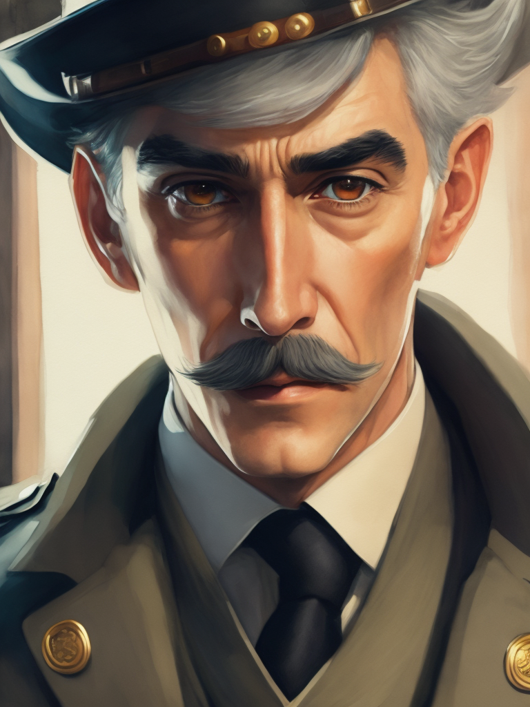 Premium Free ai Images | lovecraftian portrait of police detective gray ...