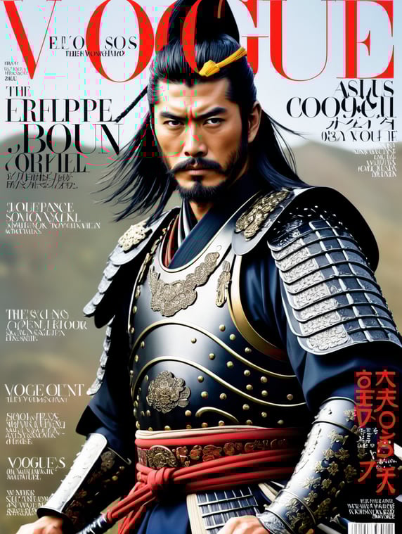 Premium Free ai Images | japanese samurai on the cover of vogue