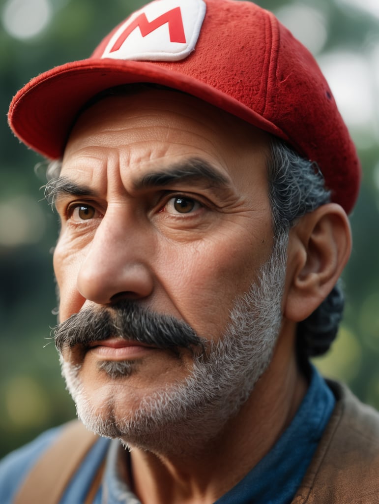 Premium Free ai Images | raw photo portrait of an old super mario ...