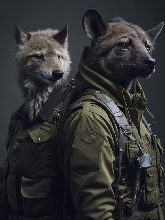 Premium Free ai Images | wild animals in military cloths wild animals ...