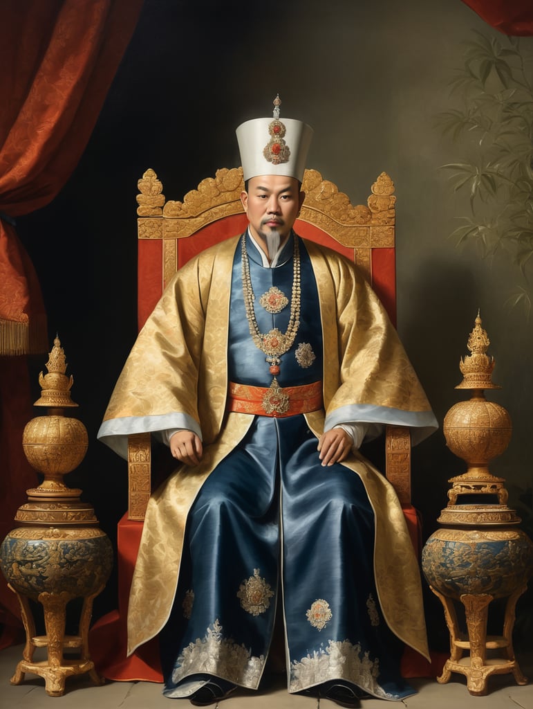 Premium Free ai Images | an th century painting of vietnamese emperor ...