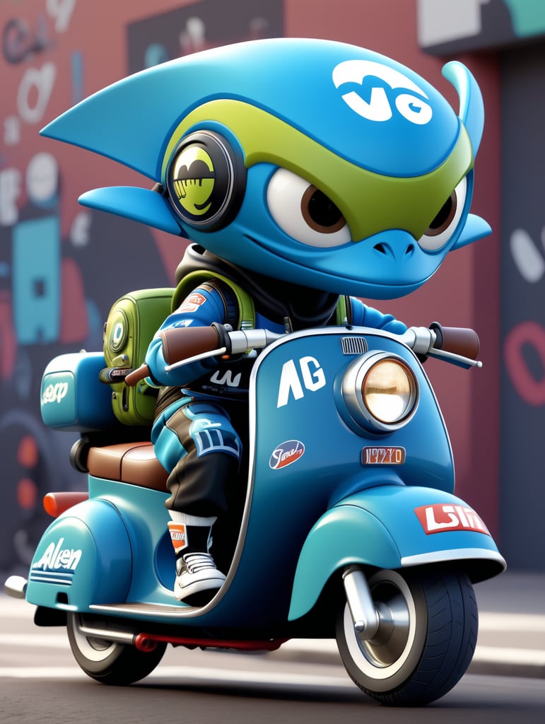 Premium Free ai Images | alien biker super speed racer vespa scooter ...