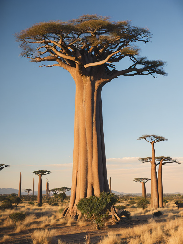 Lumenor AI Image Generation - baobab tree savanna sunset high detail